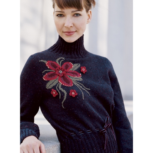 FLOWER MOTIF PULLOVER – Vogue Knitting