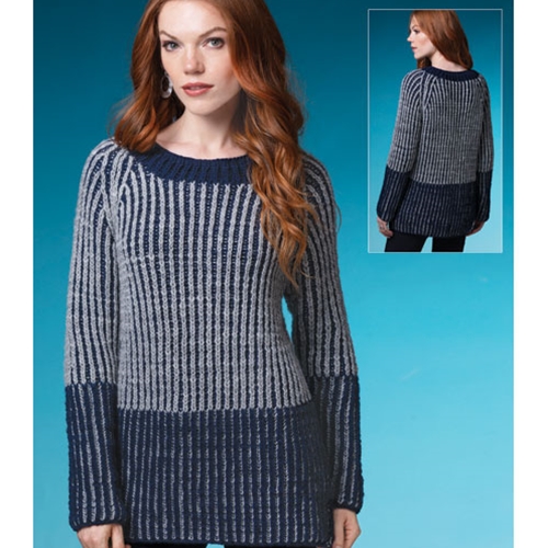 TWO-COLOR BRIOCHE RAGLAN PULLOVER – Vogue Knitting